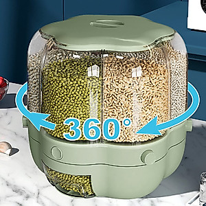 AHOUGER Cereal Dispenser Grain Dispenser Lentil Dispenser Upgrade 360° Rotating Food Dispenser with Lid Moisture Resistant Household, Dispenser Container for All Beans, Barley, Millet, Rice