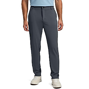 Soothfeel Men's Golf Pants with 5 Pockets Slim Fit Stretch Sweatpants Casual Travel Dress Work Pants for Men (Ink Grey, L)