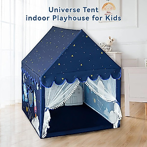 Kids Play Tent Playhouse Indoor Outdoor Boys Toddler Large Castle Play House Spaceship Tent, Outer Space Rocket Blue