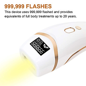Huieter IPL Hair Removal Permanent Painless Laser Hair Remover Device for Women and Man Upgrade to 999,999 Flashes for Facial Legs, Arms, Armpits, Body, at-Home Use (White)