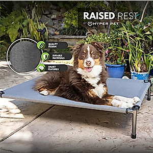 Hyper Pet Raised Rest Deluxe Elevated Dog Bed (Outdoor Dog Bed That is a Washable Dog Bed -Great Raised Dog Bed, Large Dog Bed- X-Large Dog Bed) 40x30x6.99-Holds 125 lbs-Gray