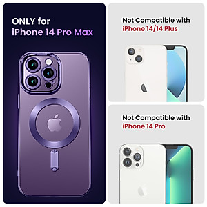 Antlia Magnetic Case for iPhone 14 Pro Max Case, Clear [Camera Protection] [Compatible with MagSafe], Slim Shiny Women Girls Phone Case (6.7"), Purple