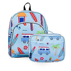 Wildkin 12 Inch Backpack Bundle with Insulated Lunch Box Bag (Surf Shack)