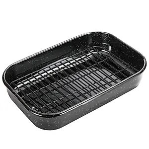 Roasting Pan with Rack, 16 x 11 Inch Rectangular Roasting Pan, 20lb Turkey Roaster Pot, Large Oven Roaster Tray for Baking Turkey by JY COOKMENT