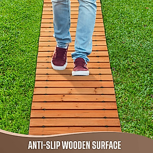 Tatuo 2 Pack Wooden Garden Pathway Roll Out Walkway Outdoor Path Wood Flooring Boardwalk Pavers for Garden Backyard Patio Beach Outdoor Wedding Party (17 Inch X 8 ft,Straight)