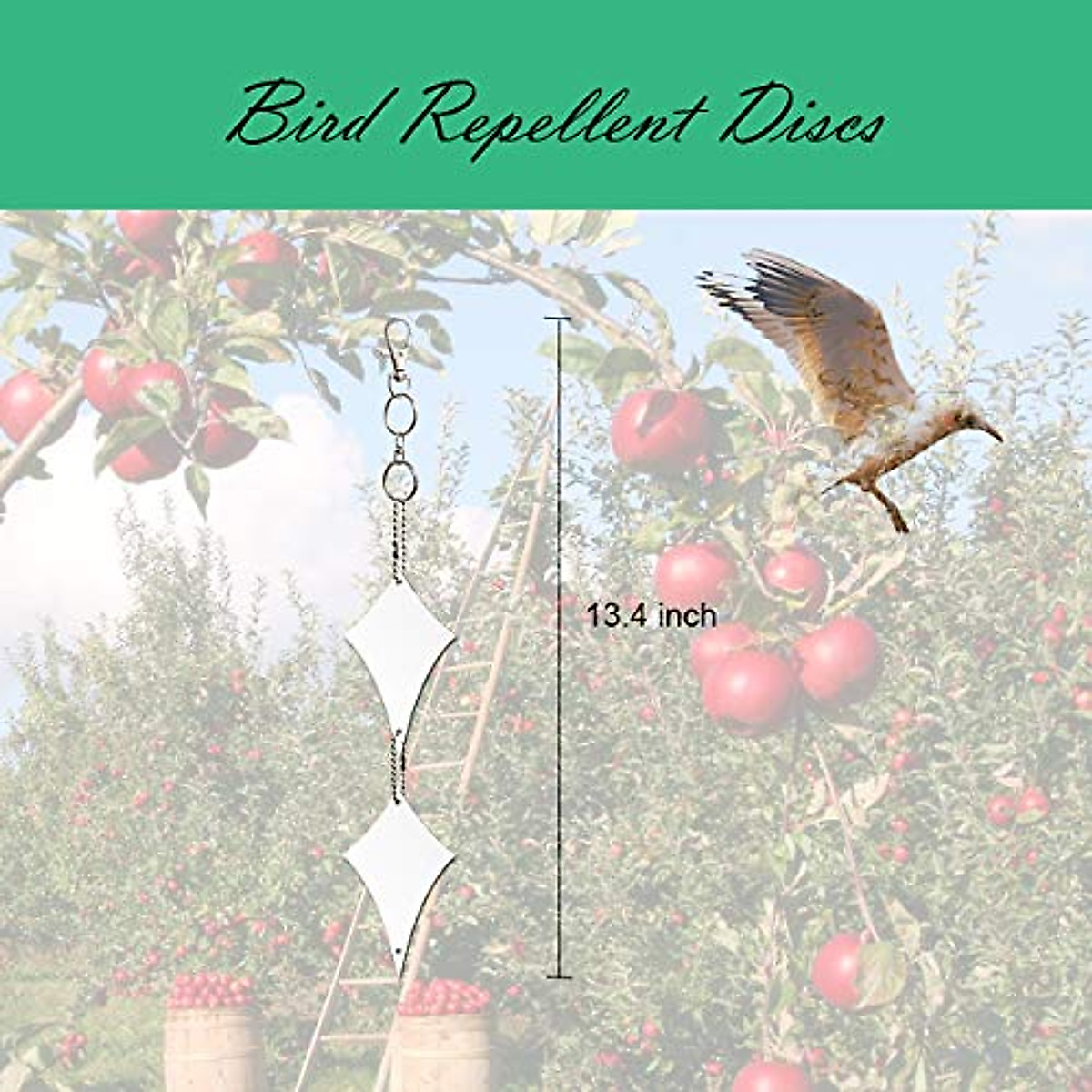 EACILLES Reflective Discs to Keep Birds Away, Hanging Reflectors to Scare Birds Away from Your House and Garden, 16 Diamond Discs