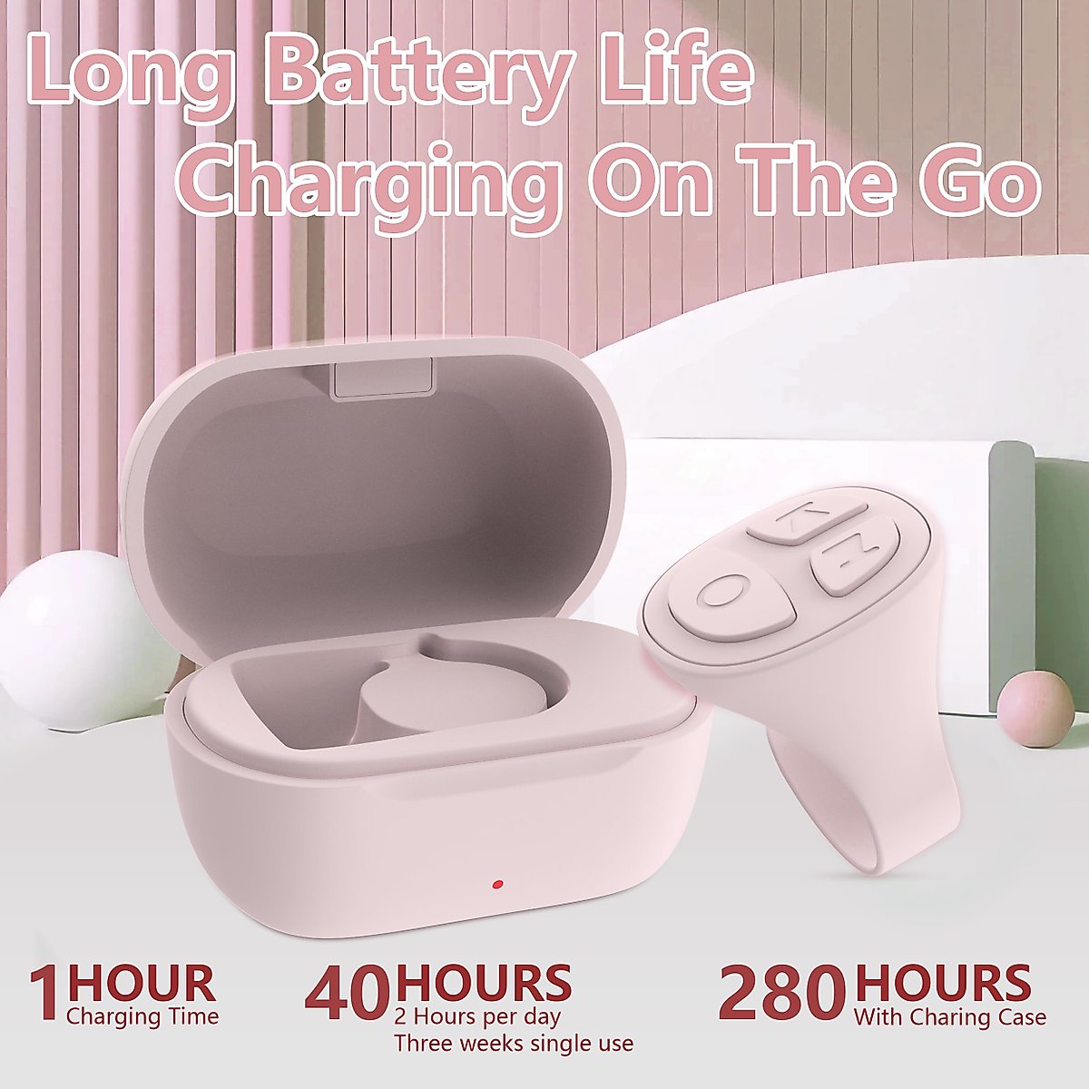 STDFORU TikTok Scrolling Ring Auto Clicker for Live Bluetooth Scroller Ring Camera Shutter Remote Control TIK Tok Scrolling Ring for iPhone Android (Pink)