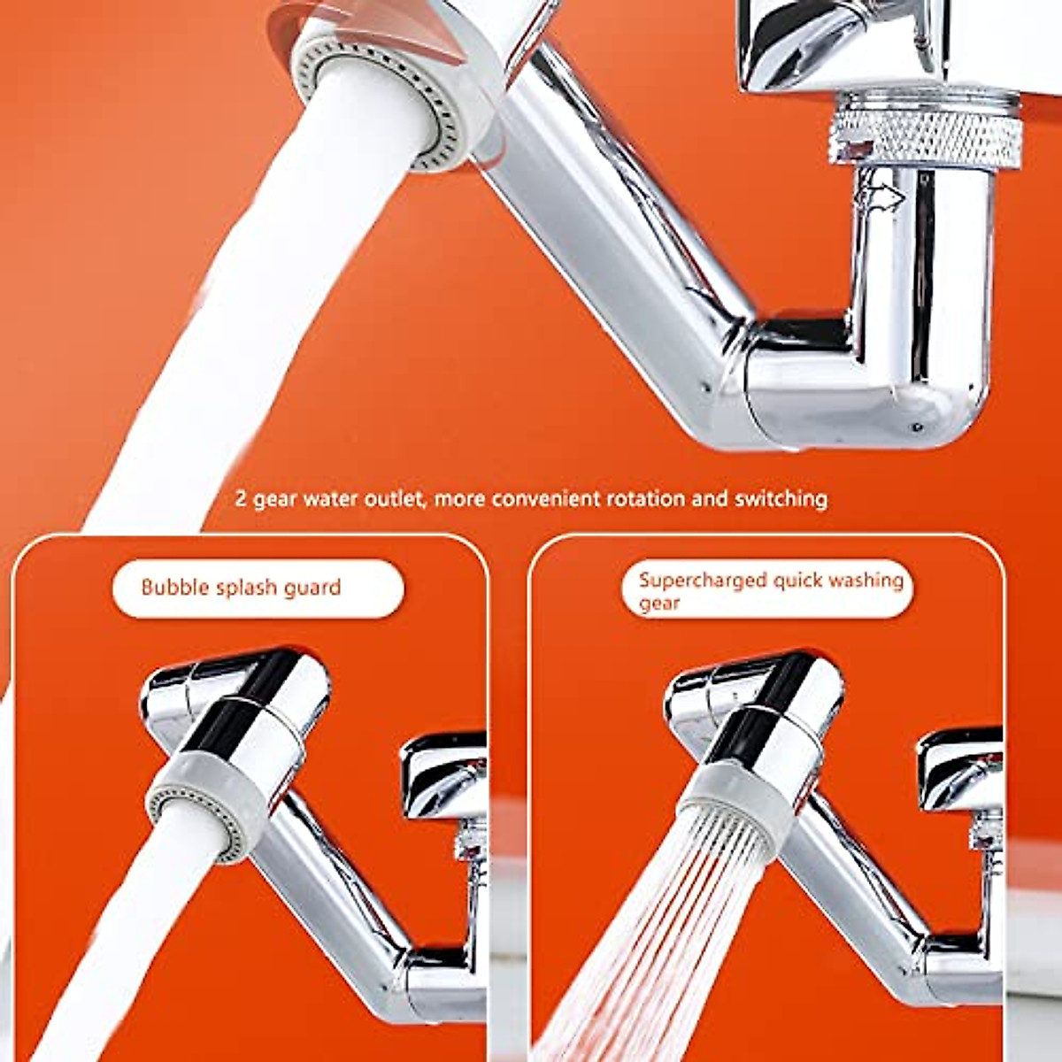 Faucet Extender, Large Angle Rotating Splash Filter Faucet ABS Telescopic Swivel Faucet Tap Extension for Kitchen Wash Basin
