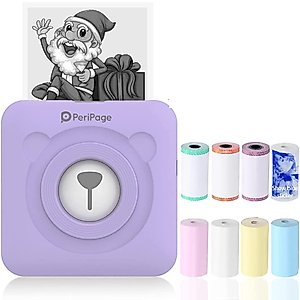 Mini Photo Printer for Phone, Portable Thermal Printer, Pocket Bluetooth Printer, Black& White Printer for Home Office Students Scrapbook- Purple