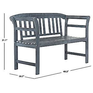 Safavieh PAT6742B Outdoor Collection Porterville Ash Grey 2 Seat Bench