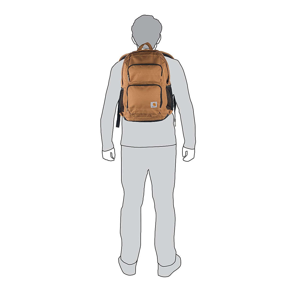 Carhartt 28L Dual-Compartment Backpack, Durable Pack with Laptop Sleeve and Duravax Abrasion Resistant Base, Black, One Size