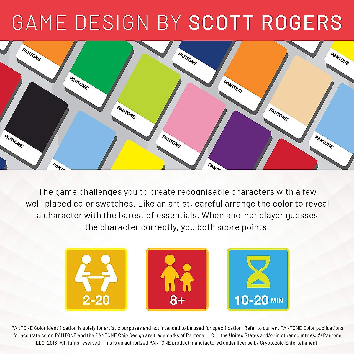 Pantone: The Game - Simple-to-Play Competitive Party Game - Ages 8 and Up - Create Pop Culture Characters Using Only Color Swatches and Your Own Creativity!