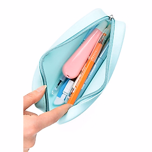 Gorgcase Silicone Pen Pencil Bag case with Zipper, Water Leak Resistant,Toiletry Essentials Holder, Cosmetic Pouch Organizer Drop kit for Personal Items,School,Gift,Kid,Teen, Student, Red