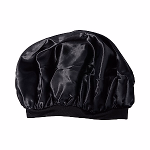 Red by Kiss Kids Satin Bonnet with Wide Band, Sleep Cap for Kids, Bonnet for Boys and Girls (Black)