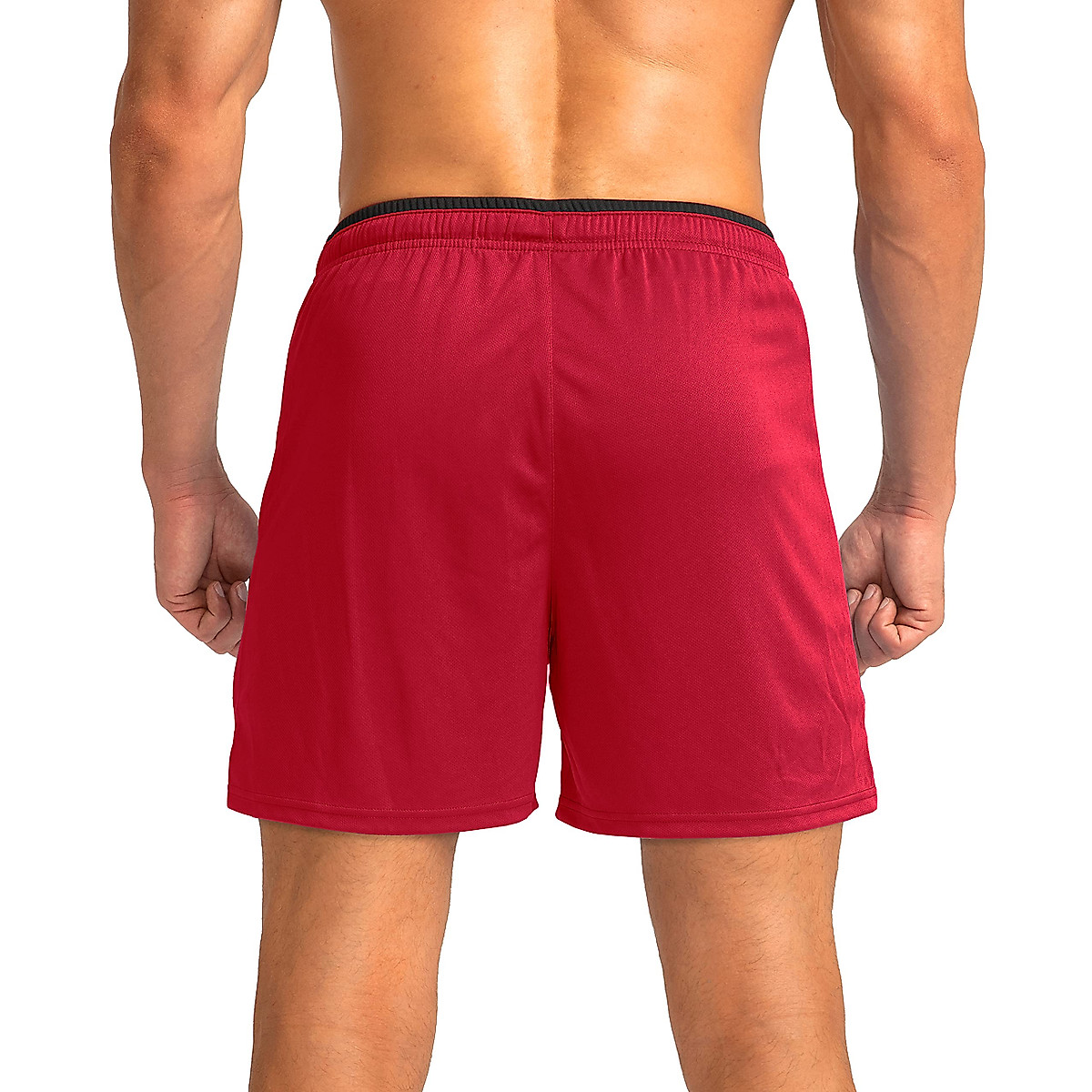 Men's Running Shorts with Zipper Pockets Quick Dry Gym Athletic Workout 5" Shorts for Men (red, Medium)