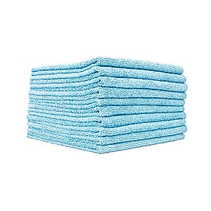 The Rag Company - Edgeless 300 - Microfiber Detailing Towels, Perfect for Removing Polishes, Sealants, and Glaze; Great for Interior Cleaning and Dirty Jobs; 300GSM, 16in x 16in, Light Blue (10-Pack)