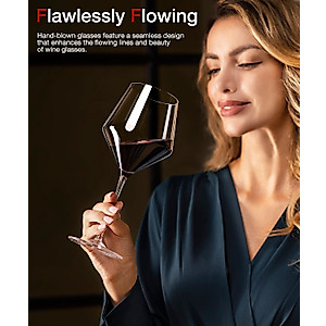 White&Red Wine Glasses Set of 4- Modern Crystal Hand Blown Wine Glass-Thin Rim,Long Stem,Perfect for Red or White,Daily Use,Unique Wedding Anniversary or Birthday Gift