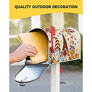 Happy Fall Magnetic Mailbox Covers 21" X 25.5", Autumn Gnomes with Pumpkin Fall Maple Leaves Farmhouse Mailbox Wraps Standard Size Thanksgiving Harvest Letter Box Cover for Holiday Banquet Party Decor
