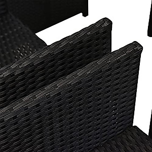 Outsunny 9 Piece Patio Wicker Dining Sets, Space Saving Outdoor Sectional Conversation Set, with Dining Table, Ottoman and Chair & Cushioned for Lawn Garden Backyard, Black