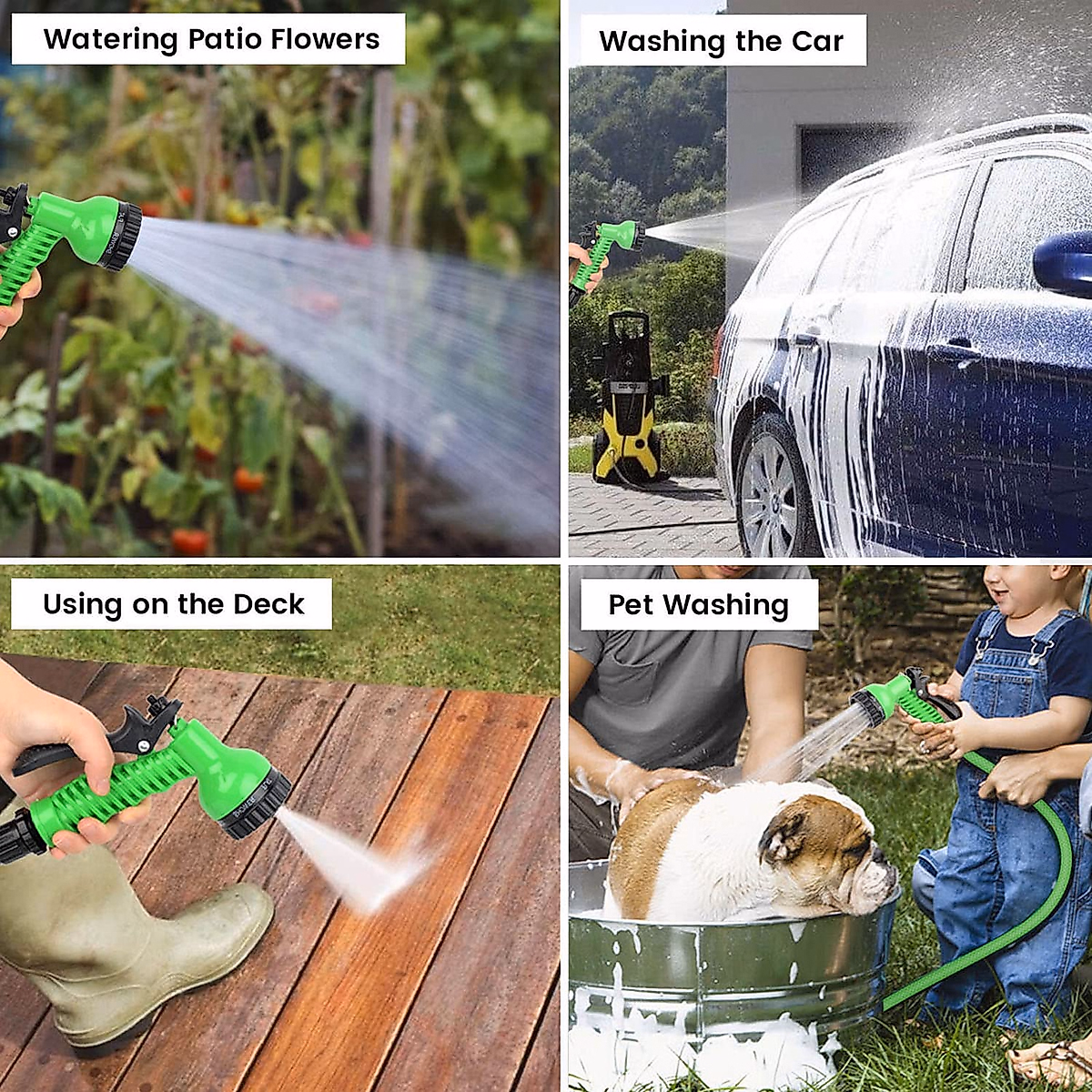 Expandable Garden Hose, Flexible Water Hose with 7 Function Hose Spray Nozzle