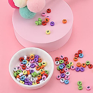 700 Pieces Mixed Color Acrylic Number Beads 0-9Colorful Number Beads for DIY Jewelry Making Bracelets Necklaces Key Chains Handmade Gift 4mm X7mm(A568)