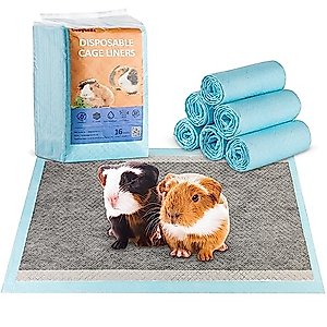 Geegoods Disposable Guinea Pig Cage Liners,Liners Pee Pads for Guinea Pig,Bamboo Charcoal Odor Controlling,Super Absorbent,Suitable for C&C Cage Liners(16pack)
