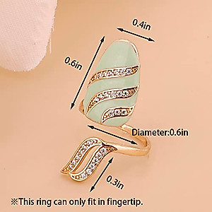 Rumtock Knuckle Nail Ring Mint Nail Protecting Ring with CZ Crystal for Women Girls Finger Tip Manicure Jewelry