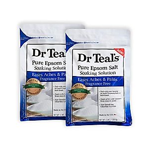 Dr. Teal's Unscented Pure Epsom Salt Soaking Solution Gift Set (2 Pack, 4lbs ea.) - Fragrance Free Whole Body Relief - Eases Aches & Pains, Alleviates Daily Stress & Soothes The Senses - at Home Spa