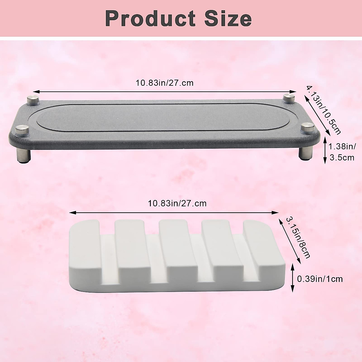 Coldairsoap Instant Dry Sink Organizer, kitchen Bathroom Sink Fast Drying Stone, Water Absorbing Stone Tray For Sink With 1Pcs Soap Rack(Grey)