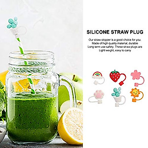 SEWACC 6Pcs Silicone Straw Tips Cover Lovely Cartoon Reusable Drinking Straw Plugs Reusable Straw Tips Lids for Straws (Mixed Style)