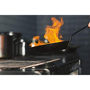 BelleVie Black Carbon Steel 16-gauge Browning Frying Pan, Dia 11 7/8" x H 2 1/4""