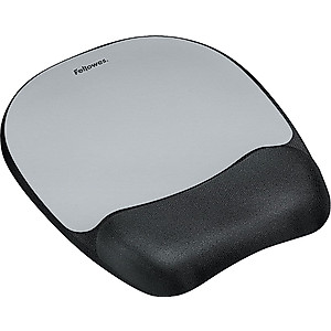 Fellowes Memory Foam Mouse Pad Wrist Rest 7 15/16 x 9 1/4 Black/Silver FEL9175801