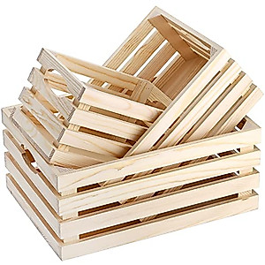 ZENFUN 3 Pack Wooden Nesting Crates with Handles, Decorative Hand Crafted Wood Box Nesting Crate Farmhouse Storage Basket Container for Display and Organization, Home Centerpieces