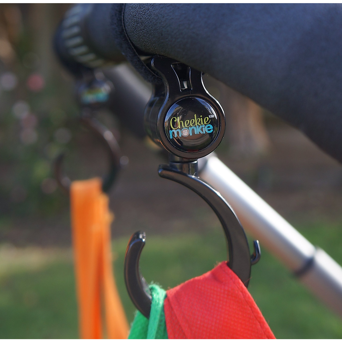 Cheekie Monkie Heavy Duty Stroller Hooks, Multi-Purpose Hooks (2 Pack)