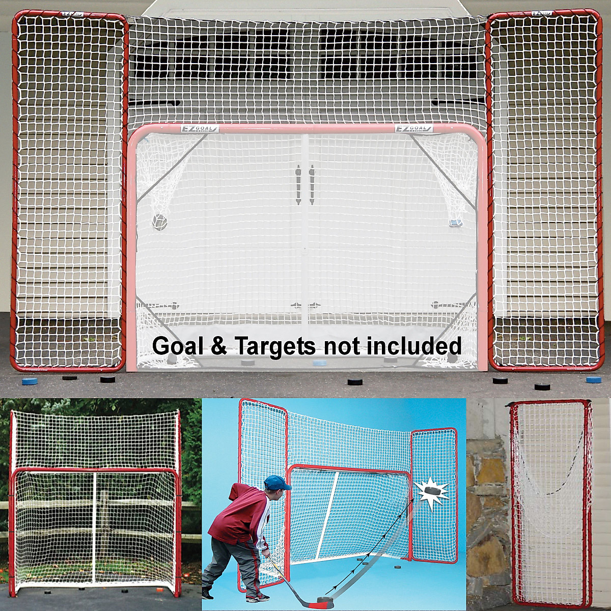 EZGoal Hockey Backstop, Red/White ,10' x 6'