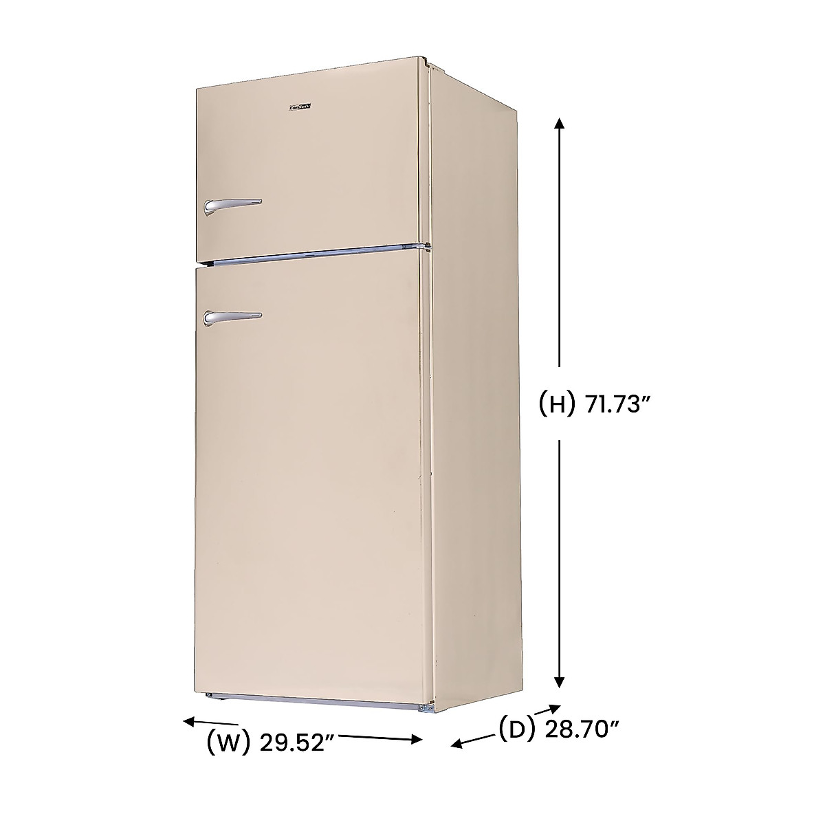 Conserv 30in RETRO Refrigerator 18cf Top Mount w/AUTOMATIC ICE MAKER 110V Handle(Cream)