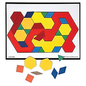 Learning Resources Pattern Block Activity Pack, Pattern Block Cards for Kids, Geometric Shapes, 142 Pieces, Ages 7+