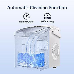 ICEVIVAL Countertop Portable Ice Maker Machine with Handle, 26lbs/Daily, 9 Ice Ready in 6 Mins, Self-Cleaning Ice Makers Countertop with 1.3lbs Basket and Scoop for Home, Kitchen, Camping, RV (White)