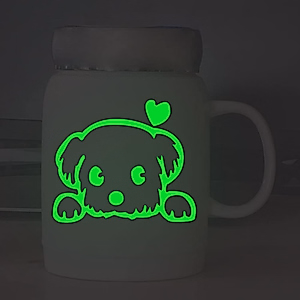 JIESWMY 5 Packs Glow in The Dark Wall Stickers,Luminous Switch Sticker,Cartoon Cat Dog PVC Wall Stickers for Kids and Adult Nursery Bedroom Living Room, 13*13cm, 5665-265