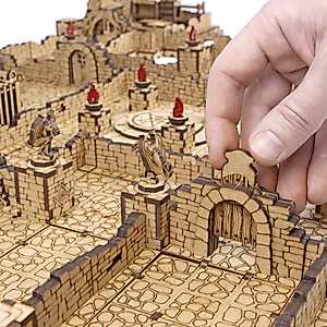 TowerRex 3D Modular Battle Map D&D Terrain - dnd accessories, set for Dungeons & Dragons, Pathfinder, Warhammer, Tabletop battle mat grid, wargaming terrain, TTRPG Scenery kit for 28mm 32mm miniatures