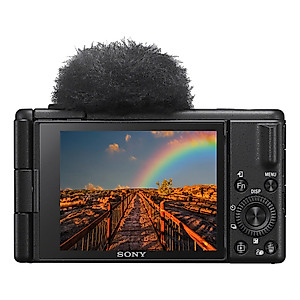 Sony ZV-1 II Vlog Camera for Content Creators and Vloggers (Black) (ZV-1M2/B) + Pro Mic + 64GB Card + Corel Photo Software + 2 x NP-BX1 Battery + Card Reader + LED Light + Soft Bag + More (Renewed)