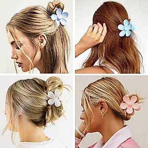 Flower Hair Clips 8PCS Hair Claw Clips For Women Thick Hair Matte Large Claw Clips Hair Jaw Clips Cute Big Dasiy Hair Clips Non Slip Strong Hold For Women Thin Hair, Hair Accessories For Women Girls