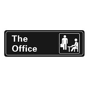 Nakimo The Office Sign Self-Adhesive Sign 9 X 3 Inch Door or Wall Sign Name Plate Acrylic (Black and White)