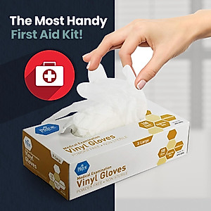 MED PRIDE Medical Vinyl Examination Gloves (X-Large, 100-Count) Latex & Rubber Free, Ultra-Strong, Clear Disposable Powder-Free Gloves for Healthcare & Food Handling Use