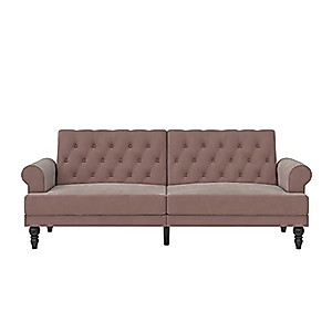 Novogratz Cassidy Upholstered Futon, Blush Velvet