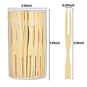 Jovitec 220 Pcs Mini Bamboo Forks 3.5 Inch Cocktail Forks Disposable Appetizer Forks Wooden Forks Fruit Appetizer Forks for Party Charcuterie Food Accessories