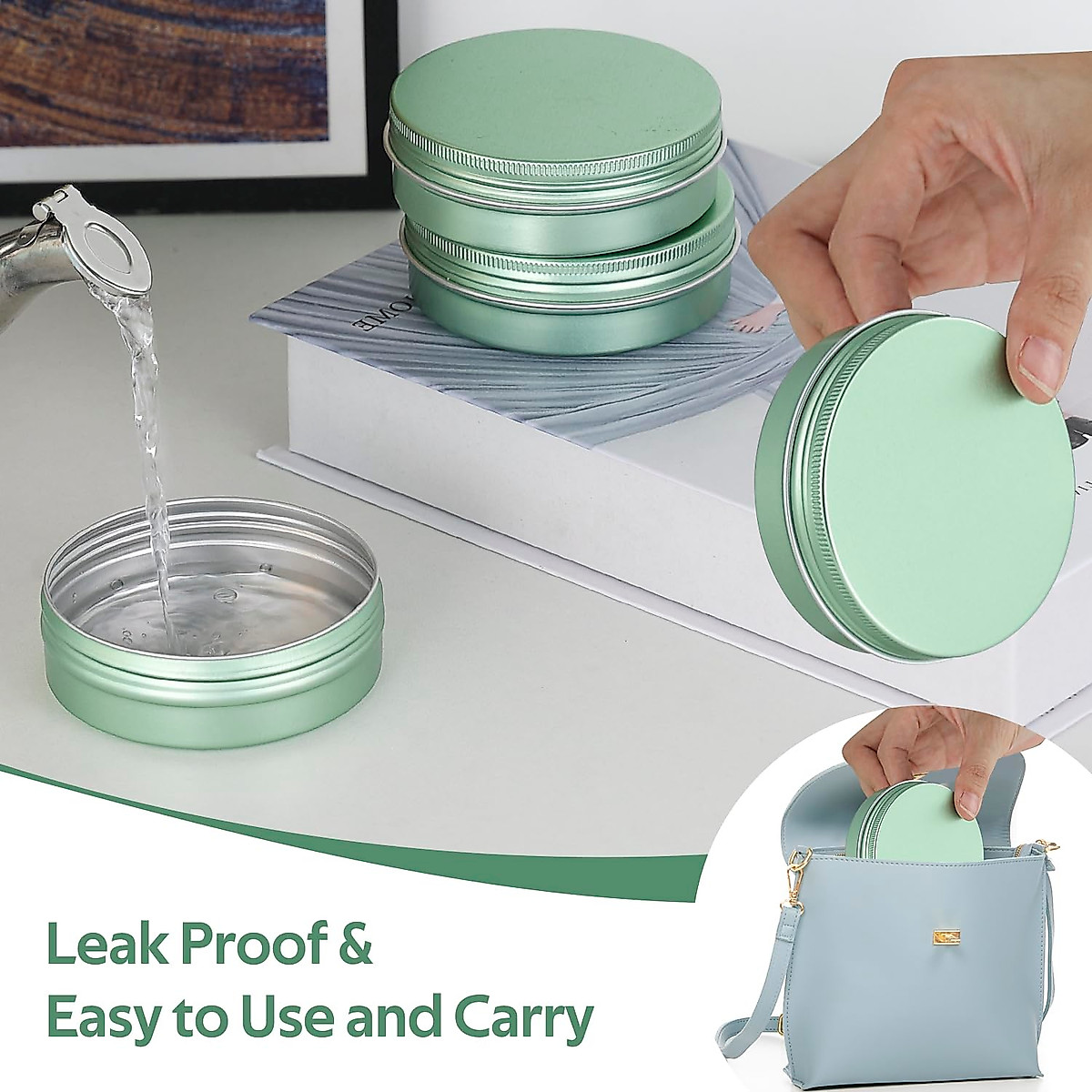 YQ 24 Pack 4 oz Tins Aluminum Metal Tins with Lids Empty Round Salve Tins Container Food Storage Container 4oz Tins with Lids for Salve,Cosmetic, Lip Balm,Candle,Candy(Green), 24004