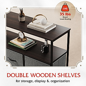 WLIVE Dresser TV Stand, Entertainment Center with Fabric Drawers, Media Console Table with Open Shelves for TV up to 45 inch, Storage Drawer Unit for Bedroom, Living Room, Entryway, Dark Grey