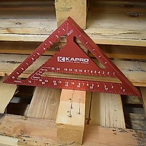 Kapro - 446 High Definition Anodized Rafter Square - Resists Wear and Corrosion - Features Conversion Table and Protractor - Lightweight & Compact Profile - 7 Inch