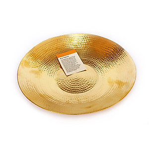 De Kulture Handmade Pure Brass Fruit Plate for Serving Traditional Dinner Serveware & Pooja Thali, Ideal for New Year, Anniversary, Birthday Gift, 10" D inches, Golden